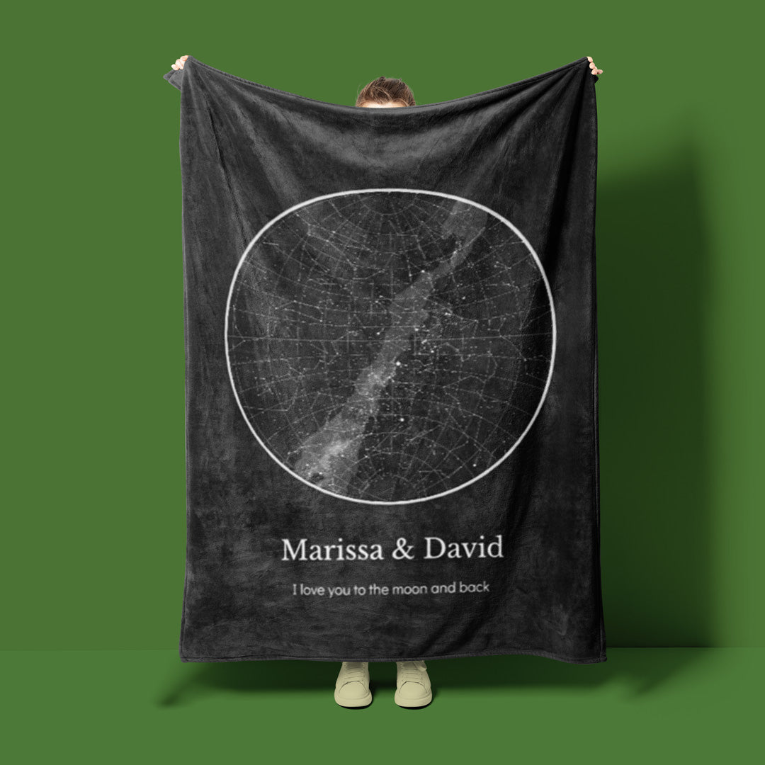 Personalized Stars At Night Map Blanket | Custom Printed Blankets ...